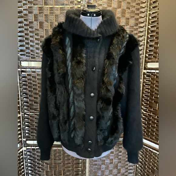 American Vintage | Sweaters | Vintage Black Angora Rabbit Hair Fur ...